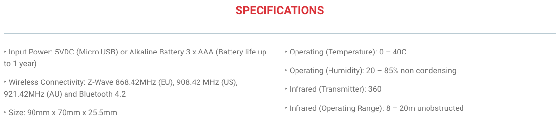 REMOTEC ZXT-800 Z-WAVE TO IR CONVERTER FOR AC & AV CONTROL - DHS
